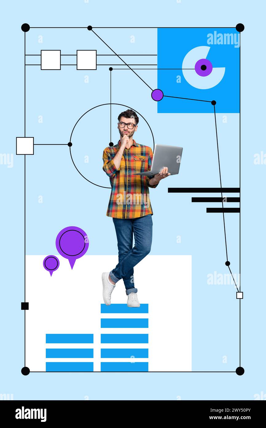 Sketch image composite trend artwork 3D photo collage of black white ...