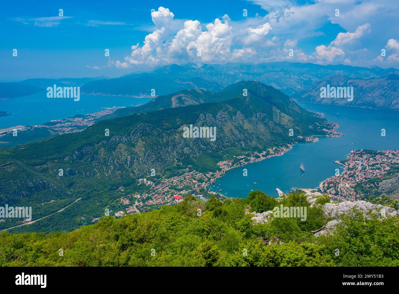 Panorama of Boka Kotorska bay in Montenegro Stock Photo - Alamy