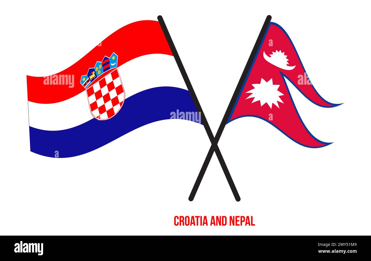Croatia and Nepal Flags Crossed And Waving Flat Style. Official ... Croatia and Nepal Flags Crossed And Waving Flat Style. Official ...