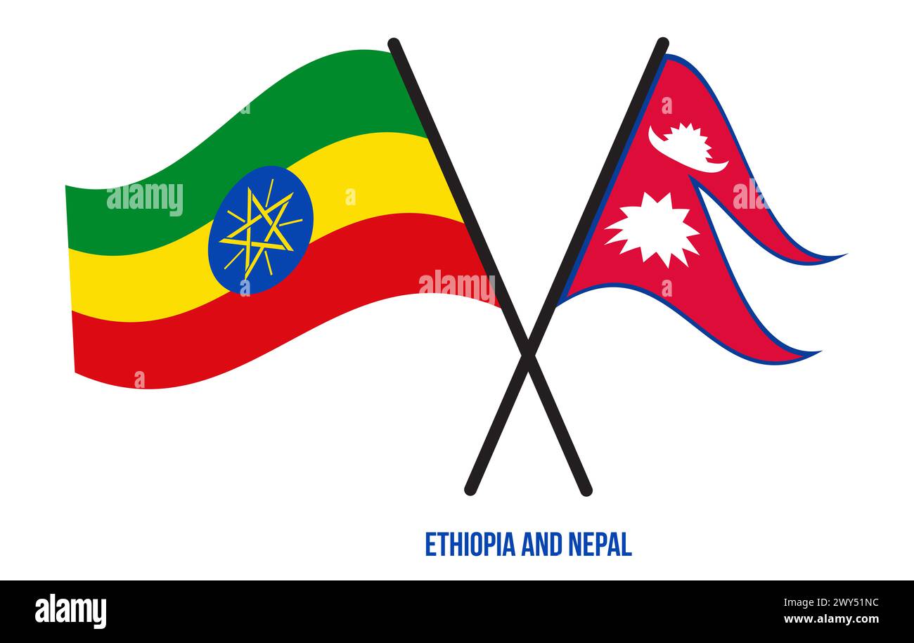 Ethiopia and Nepal Flags Crossed And Waving Flat Style. Official ... Ethiopia and Nepal Flags Crossed And Waving Flat Style. Official ...