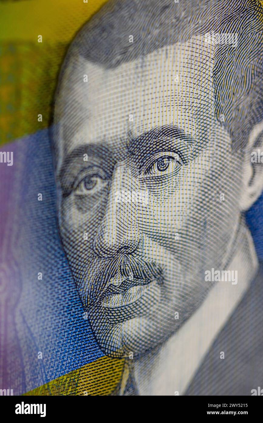 LEI money banknotes, detail photo of RON. Romanian currency Stock Photo ...