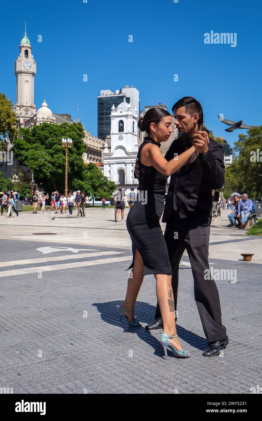 Buenos Aires, Argentina - Tango dancing at the Plaza de Mayo, a young ...