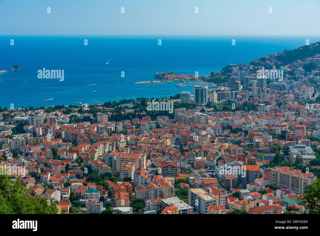 Panorama view of Budva in Montenegro Stock Photo - Alamy