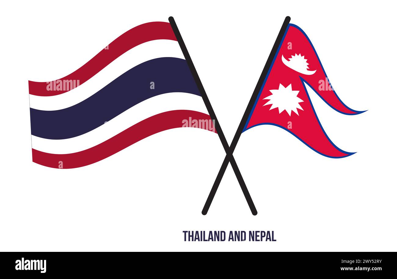Thailand and Nepal Flags Crossed And Waving Flat Style. Official ... Thailand and Nepal Flags Crossed And Waving Flat Style. Official ...