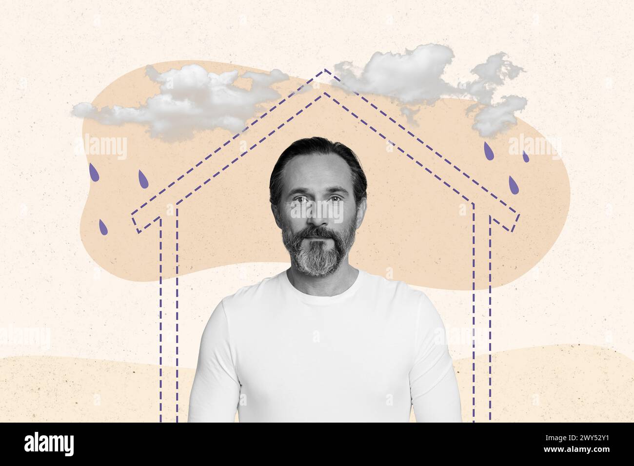 Trend artwork composite sketch image 3D photo collage of black white ...