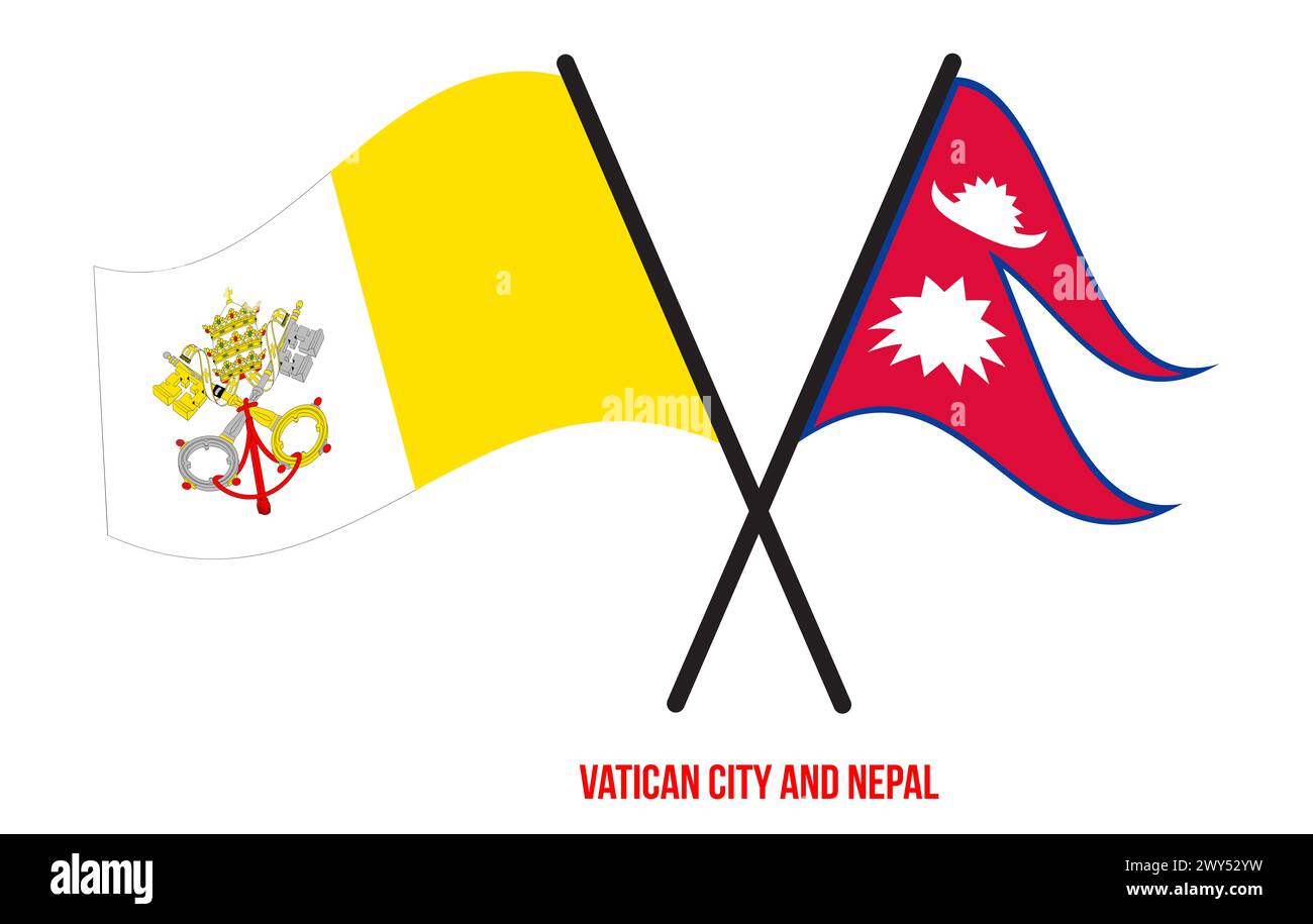Vatican City and Nepal Flags Crossed And Waving Flat Style. Official ... Vatican City and Nepal Flags Crossed And Waving Flat Style. Official ...