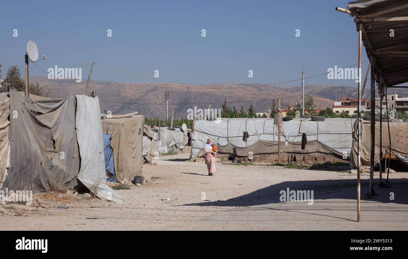 Refugee camps in the Bekaa valley in Lebanon near the Syrian border ...