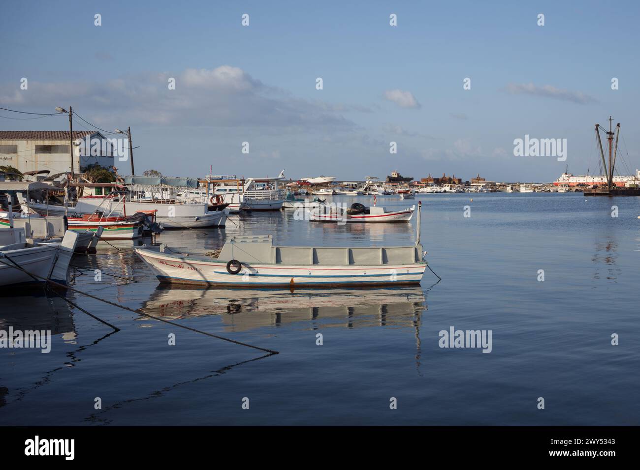 Fishing boats and yachts in the Port of Tripoli, Lebanon Stock Photo ...