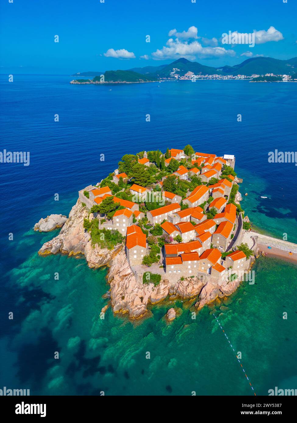 Panorama view of Sveti Stefan in Montenegro Stock Photo - Alamy
