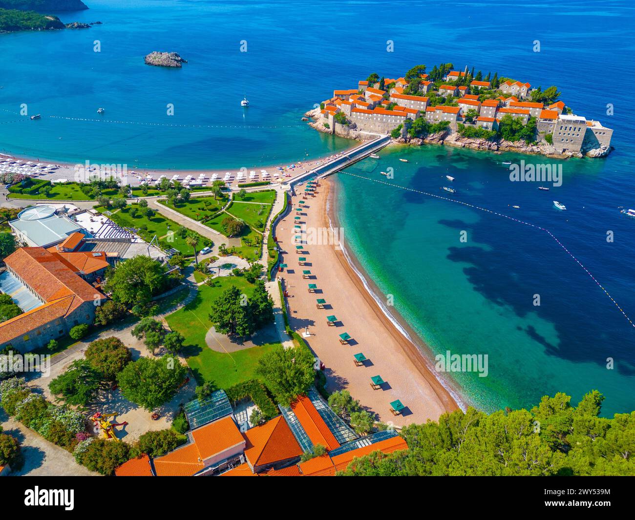 Panorama view of Sveti Stefan in Montenegro Stock Photo - Alamy