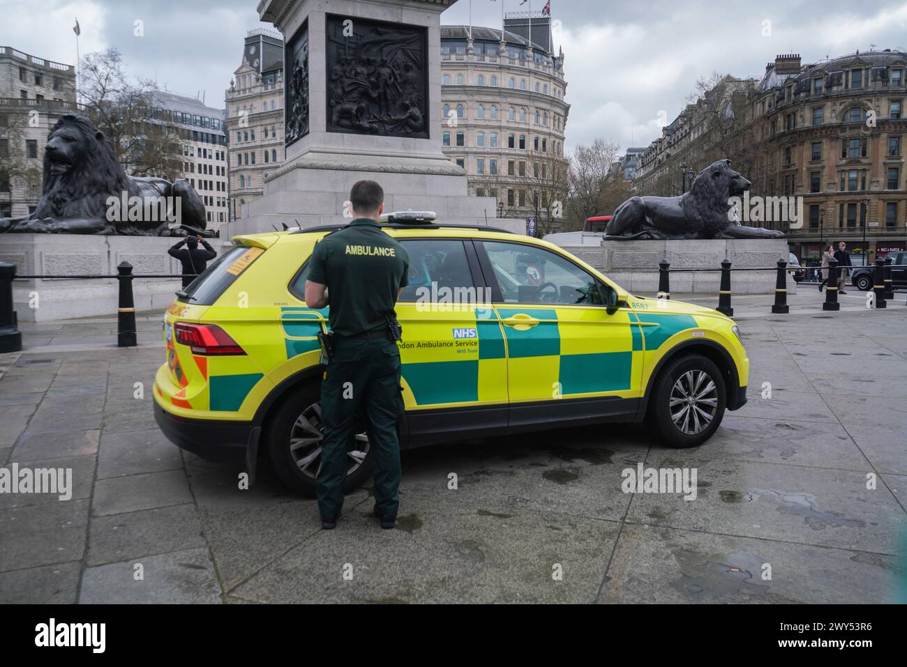 NHS London ambulance service paramedic vehicle attending to incident in ...