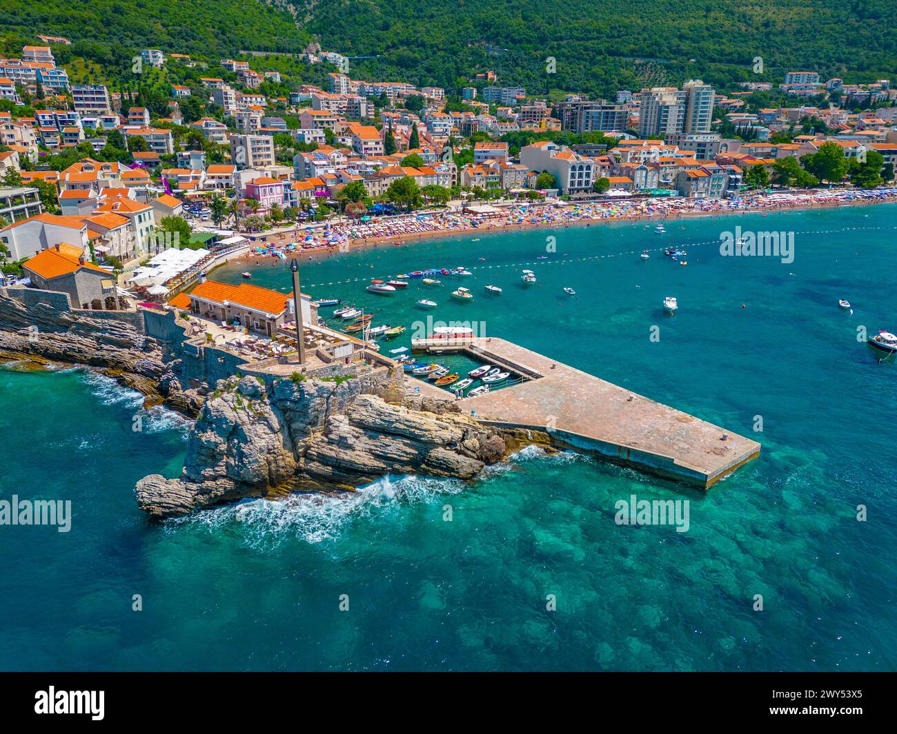 Aerial view of Petrovac in Montenegro Stock Photo - Alamy