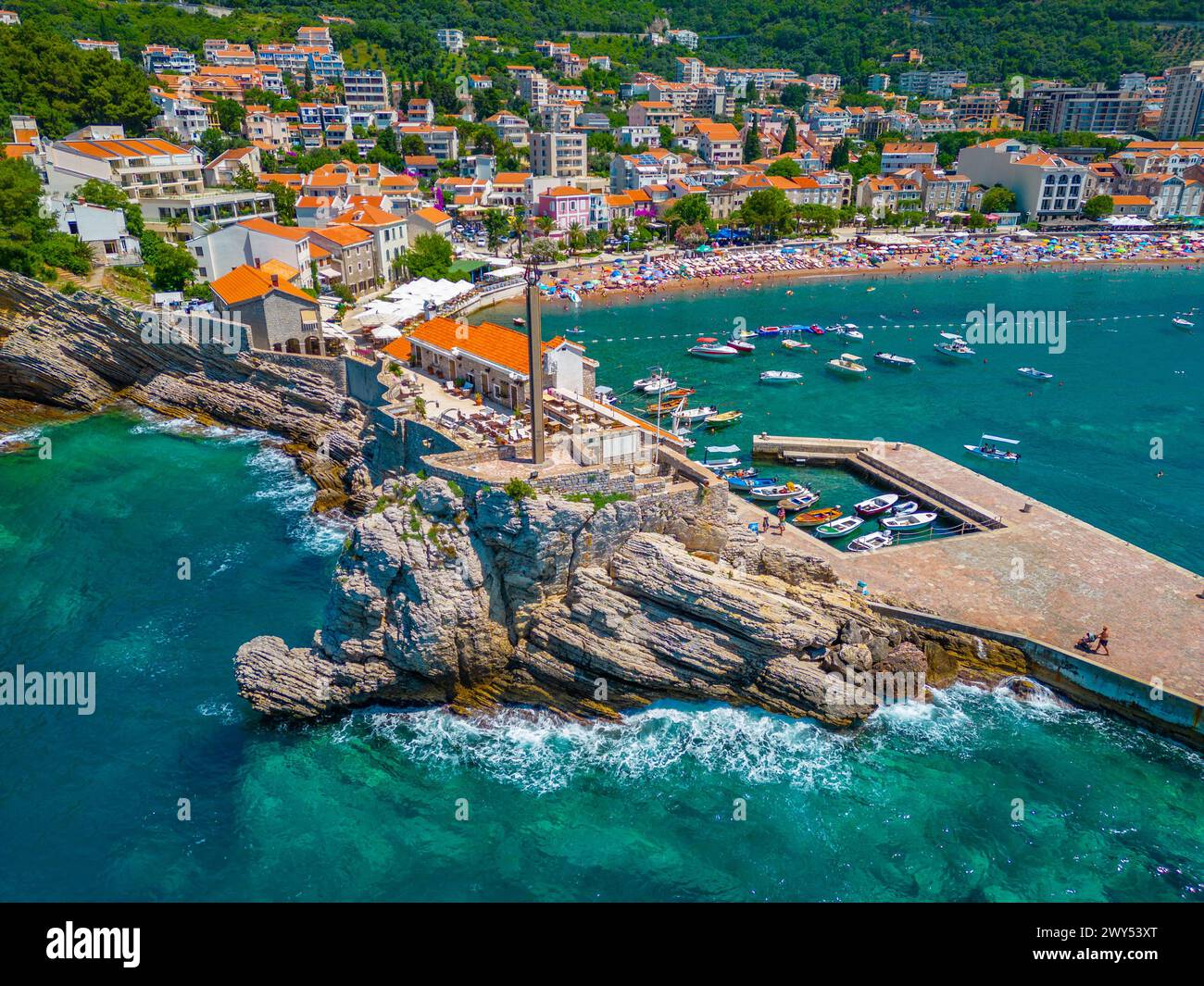 Aerial view of Petrovac in Montenegro Stock Photo - Alamy
