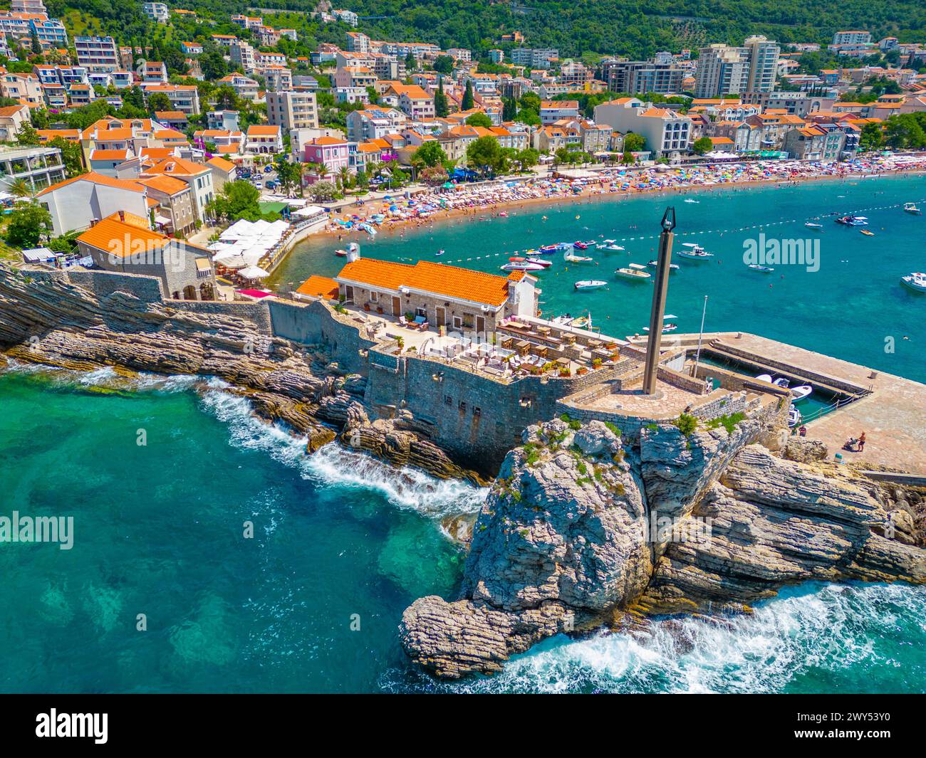 Aerial view of Petrovac in Montenegro Stock Photo - Alamy