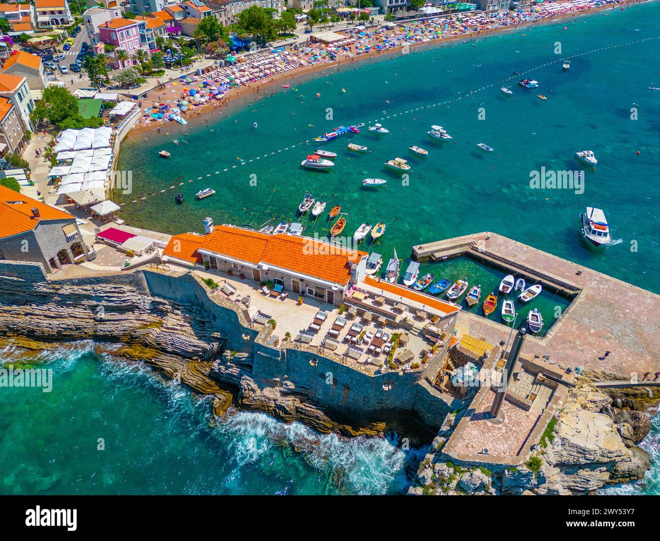 Aerial view of Petrovac in Montenegro Stock Photo - Alamy