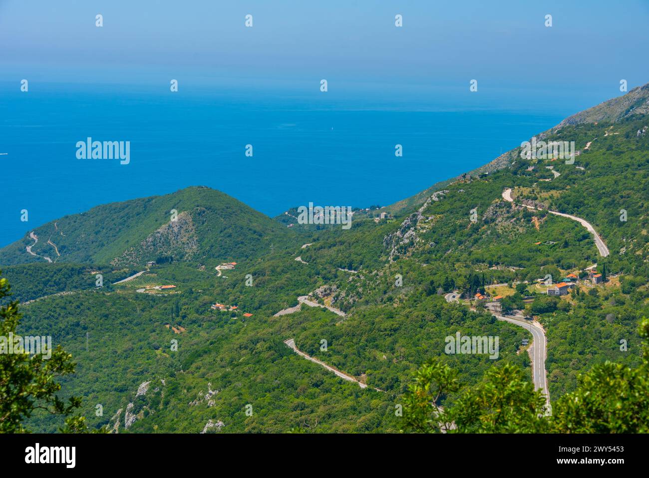 Panorama view of Adriatic coast and Buljarica beach in montenegro Stock ...