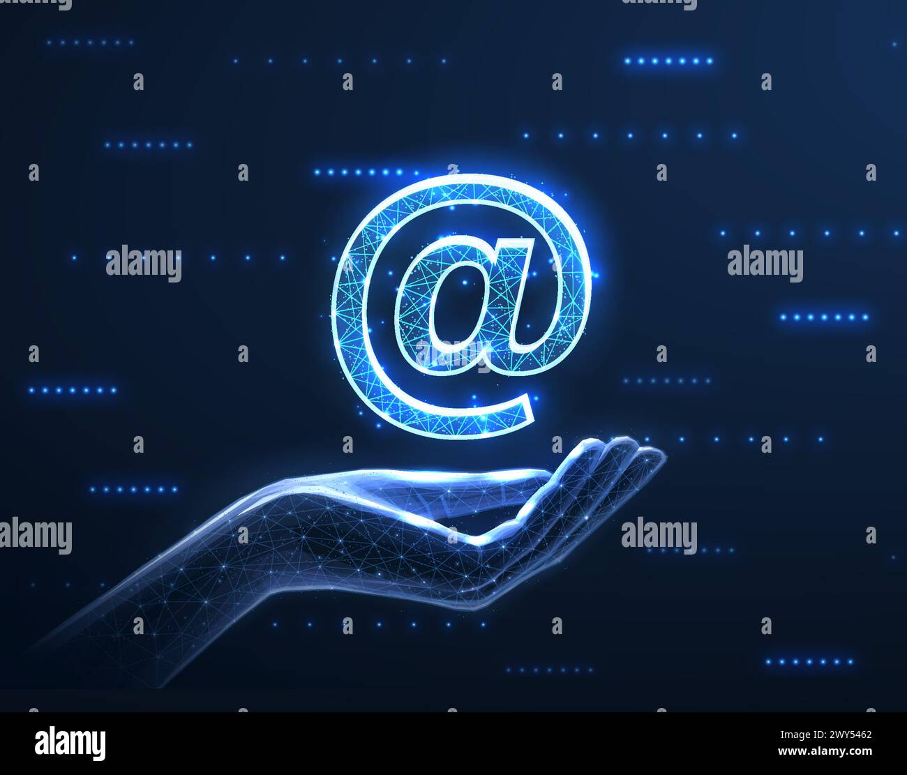 Digital hand and email sign. AI mailing, email icon, inbox logo ...