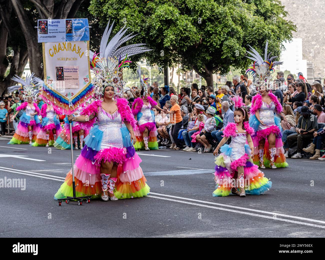 Group of people in very elaborate costumes in the Tenerife carnival ...