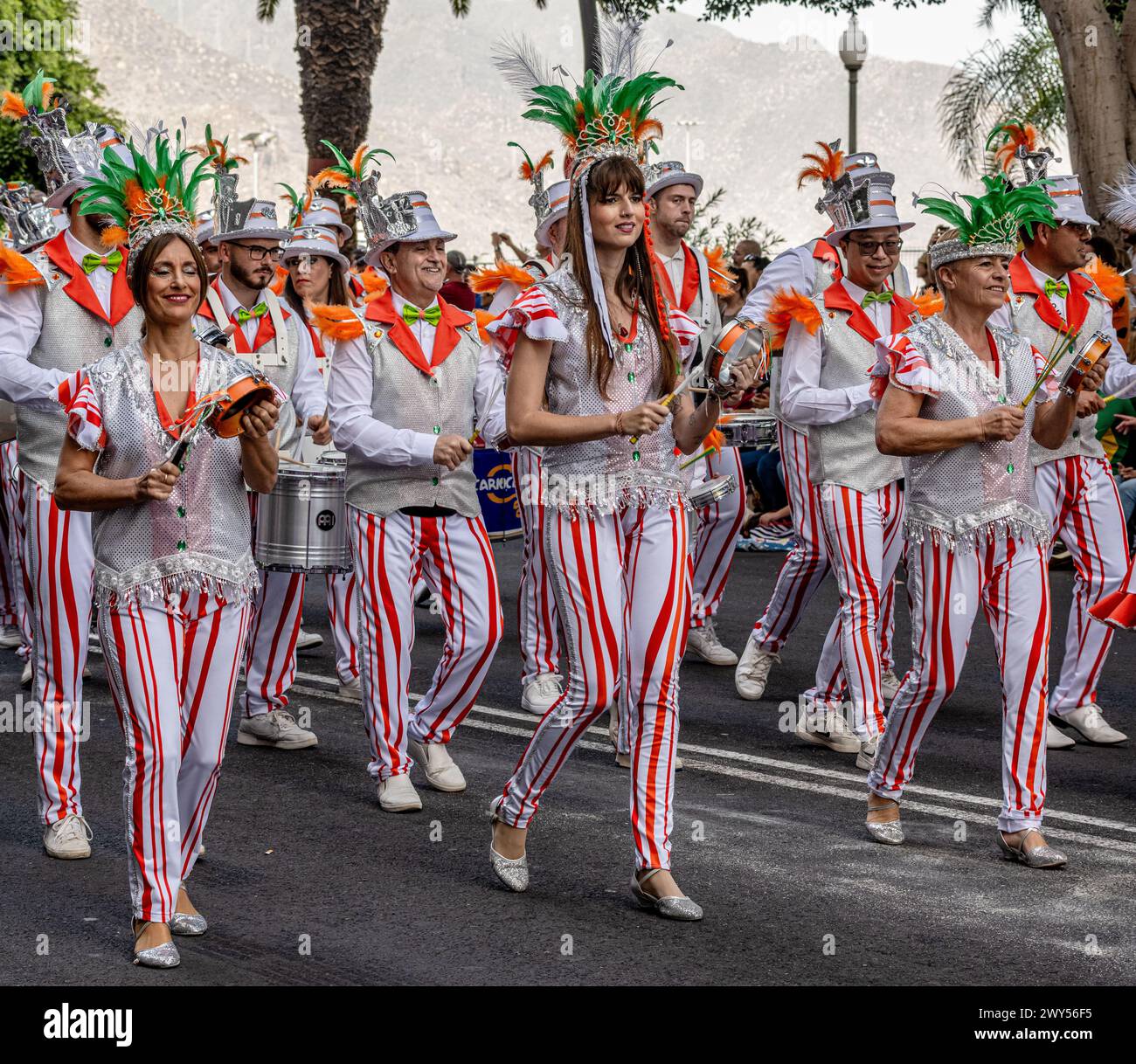 Group of people in very elaborate costumes in the Tenerife carnival ...