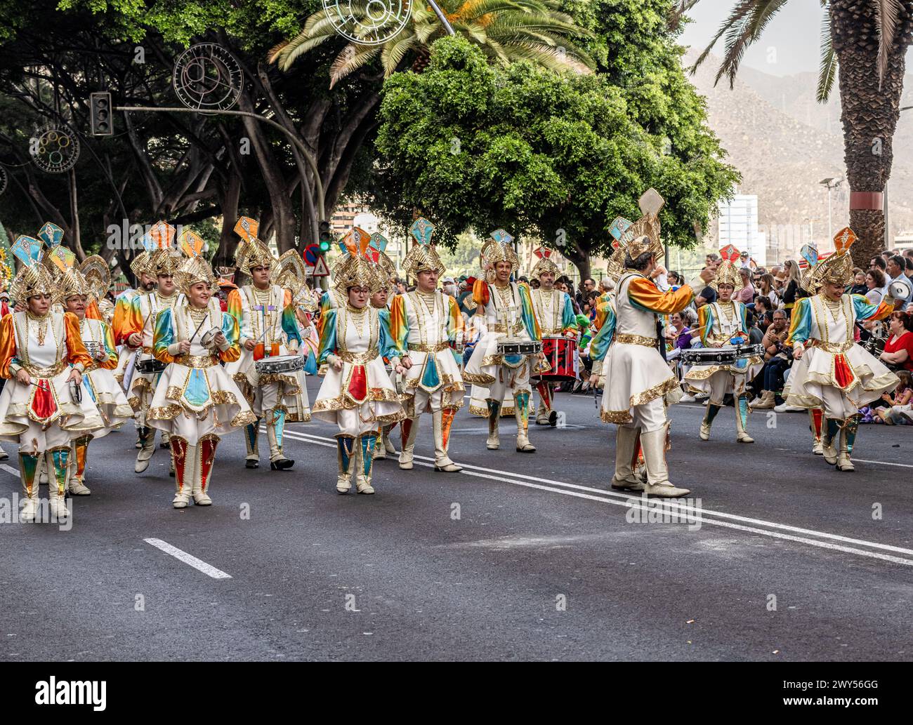 Group of people in very elaborate costumes in the Tenerife carnival ...