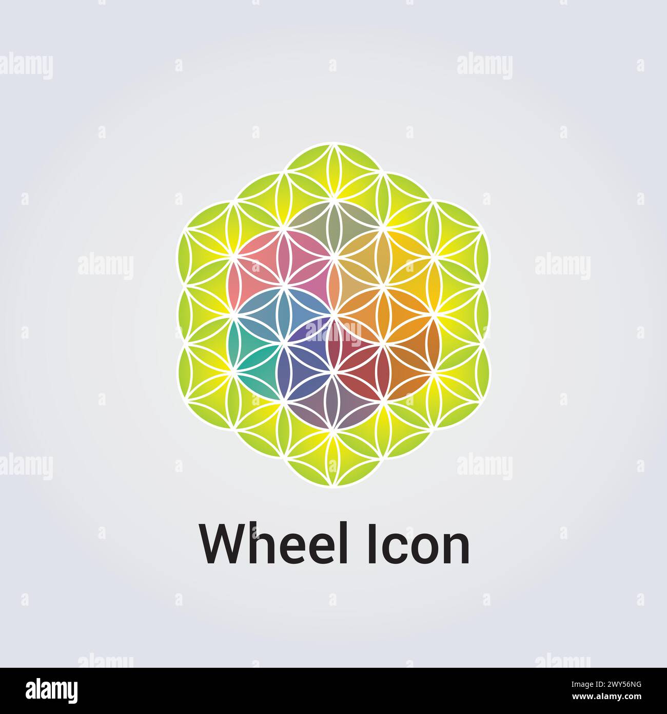 Wheel Icon Flower of Life Destiny Fate Logo Dharma Chakra Symbol Round Circle Infinity Vector ...