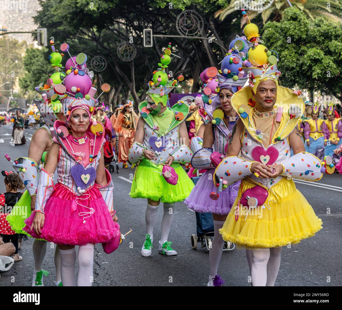 Group of people in very elaborate costumes in the Tenerife carnival ...