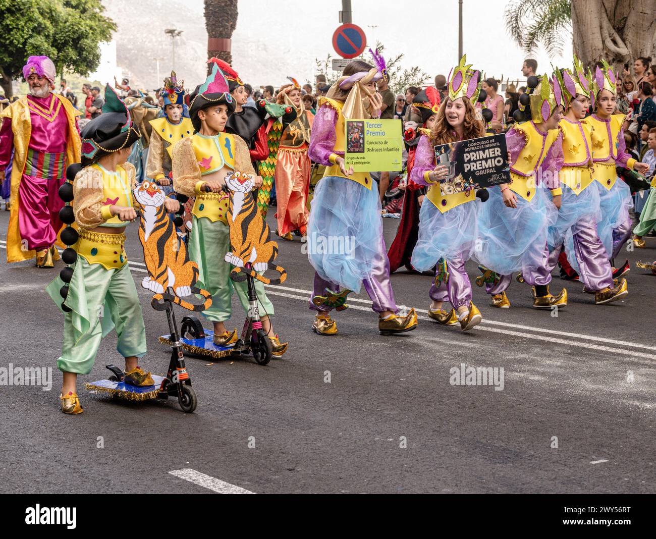 Group of people in very elaborate costumes in the Tenerife carnival ...