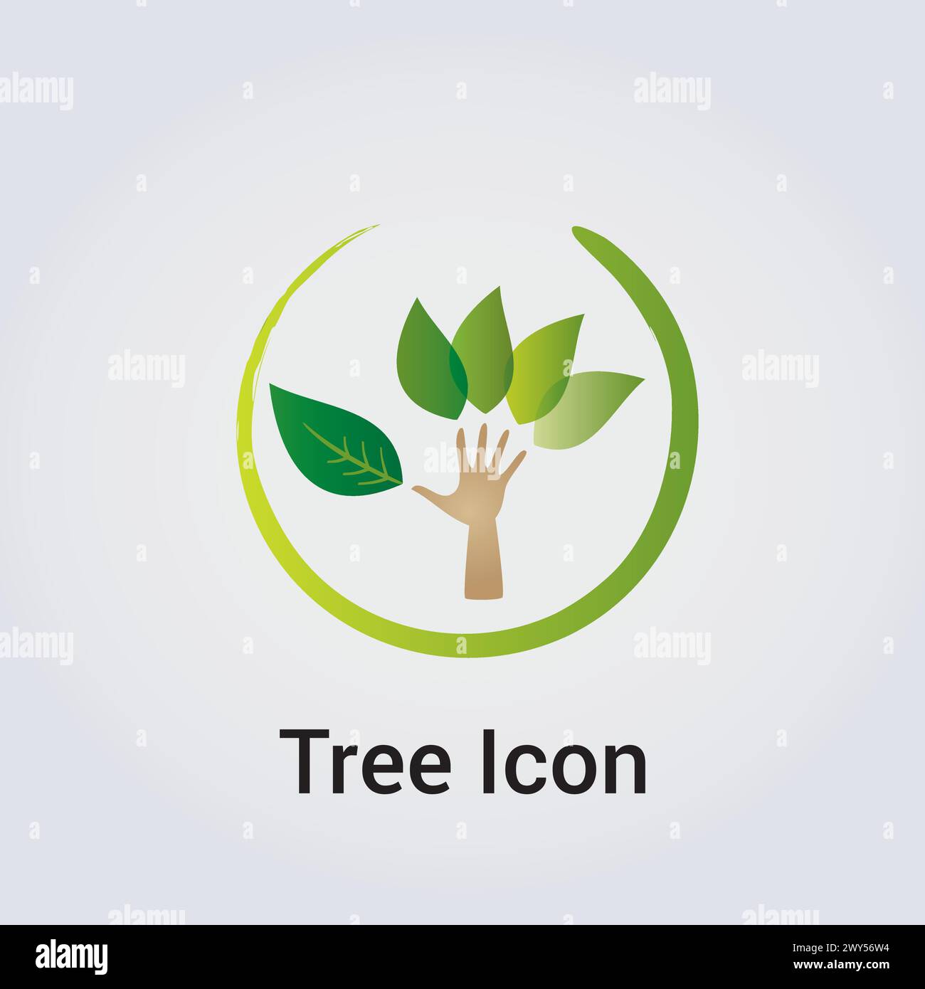 Tree and Silhouette Icon Nature Foliage, Leaves and Environment Design ...