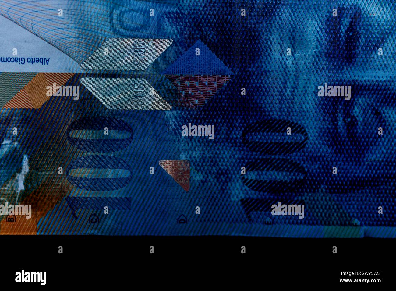 CHF money banknotes, detail photo of swiss franc. Swiss Franc currency ...