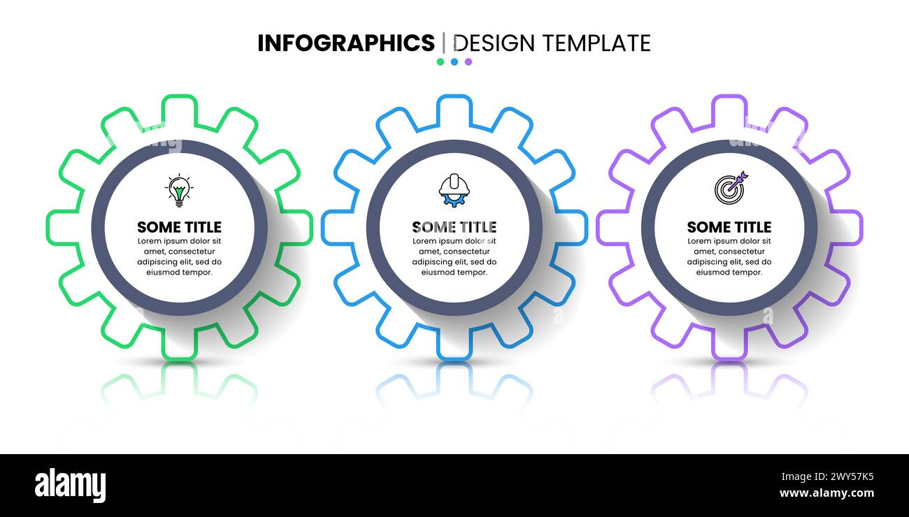 Infographic template with icons and 3 options or steps. Gear. Can be used for workflow layout ...