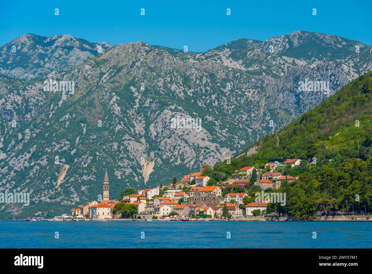 Perast town in Montenegro situated at Boka Kotorska bay Stock Photo - Alamy
