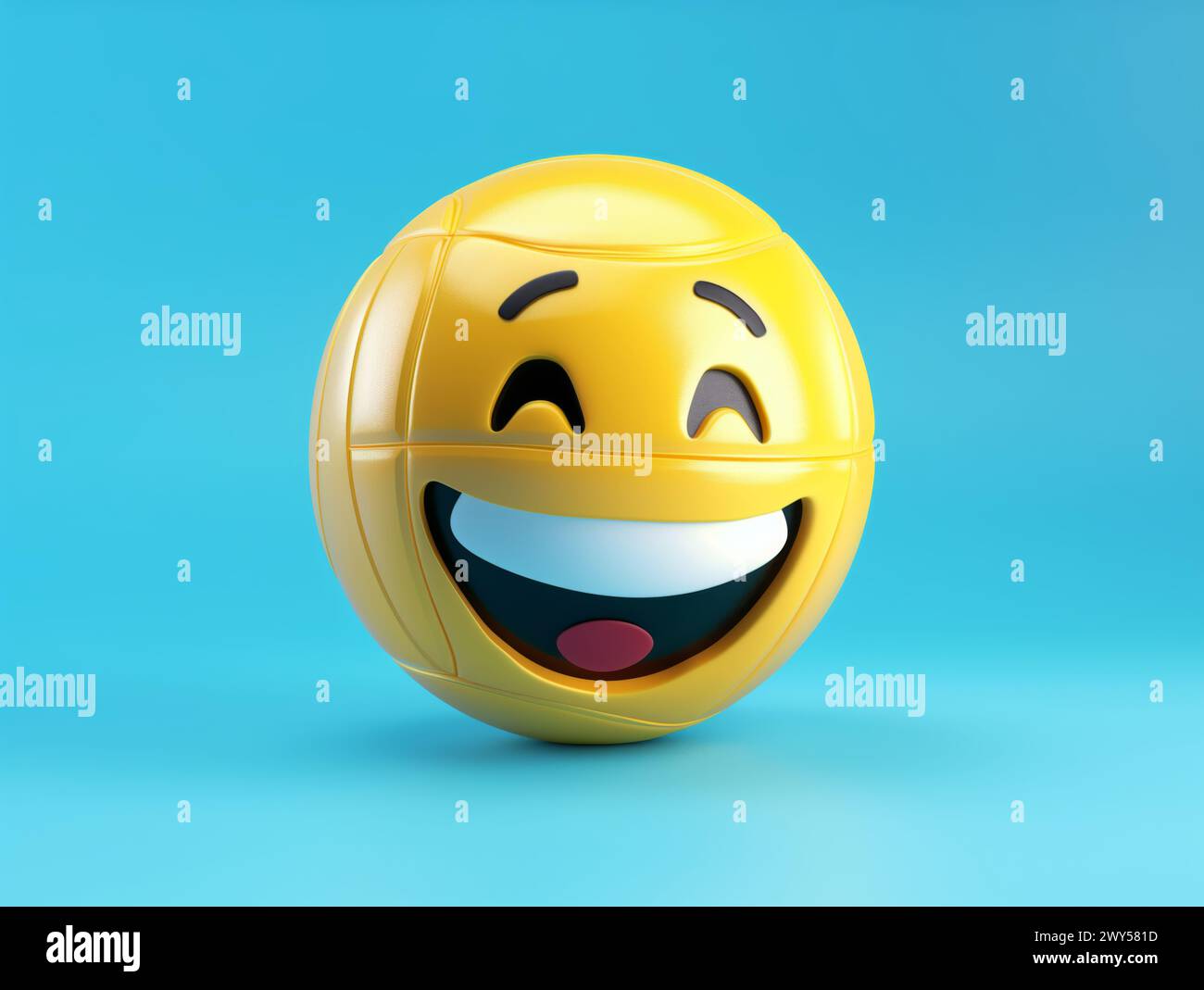 Smilie face volleyball ball emoji 3d render happy Stock Photo - Alamy