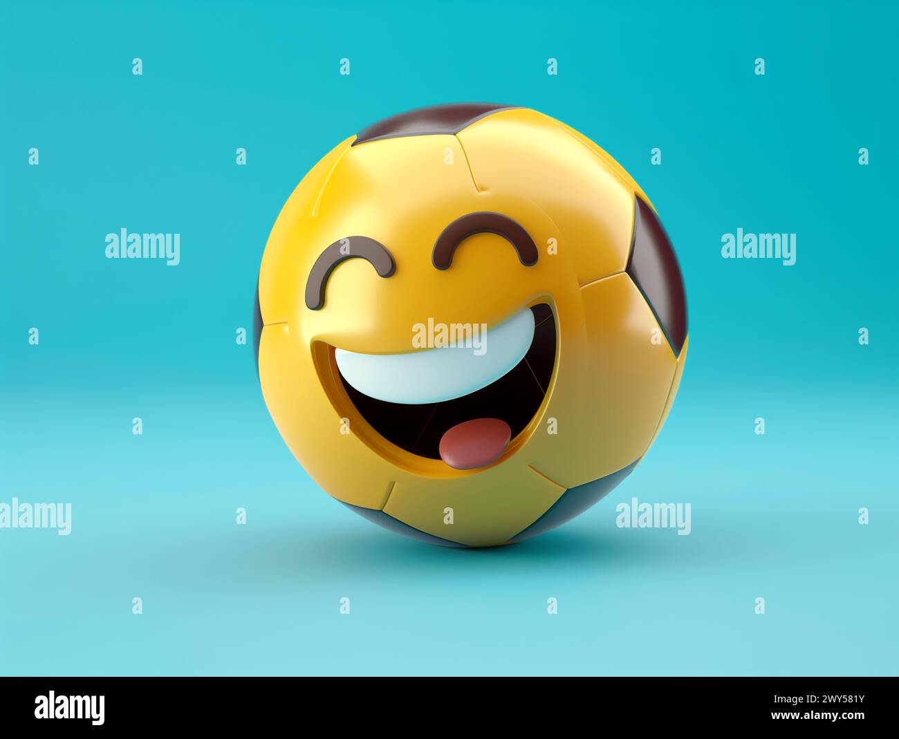 Smilie face football soccer ball emoji 3d render happy Stock Photo - Alamy