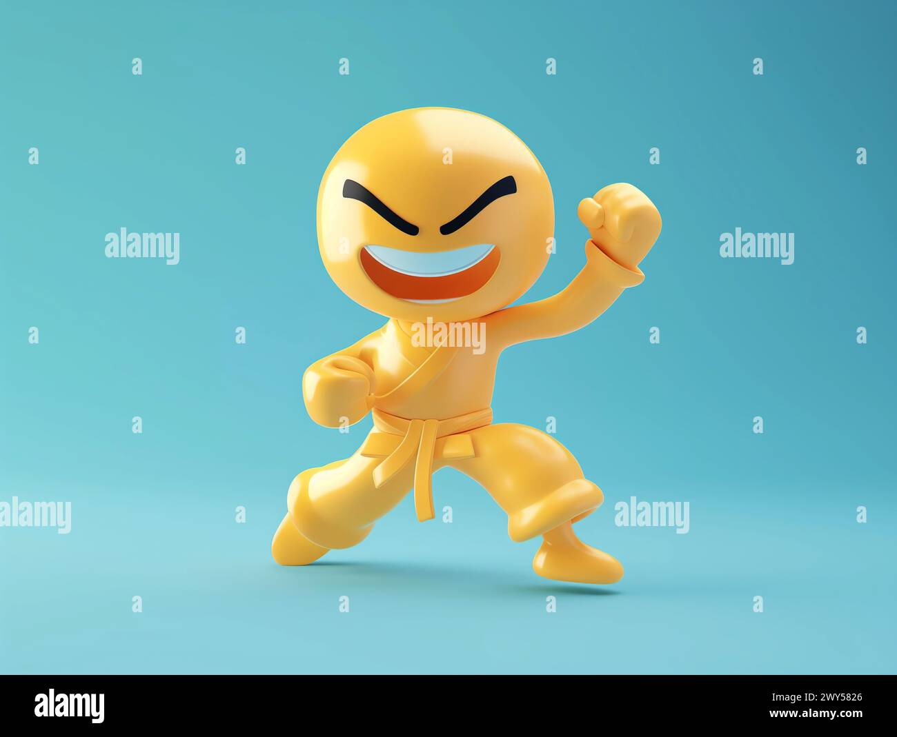 Smilie face karate martial art emoji 3d render happy Stock Photo - Alamy