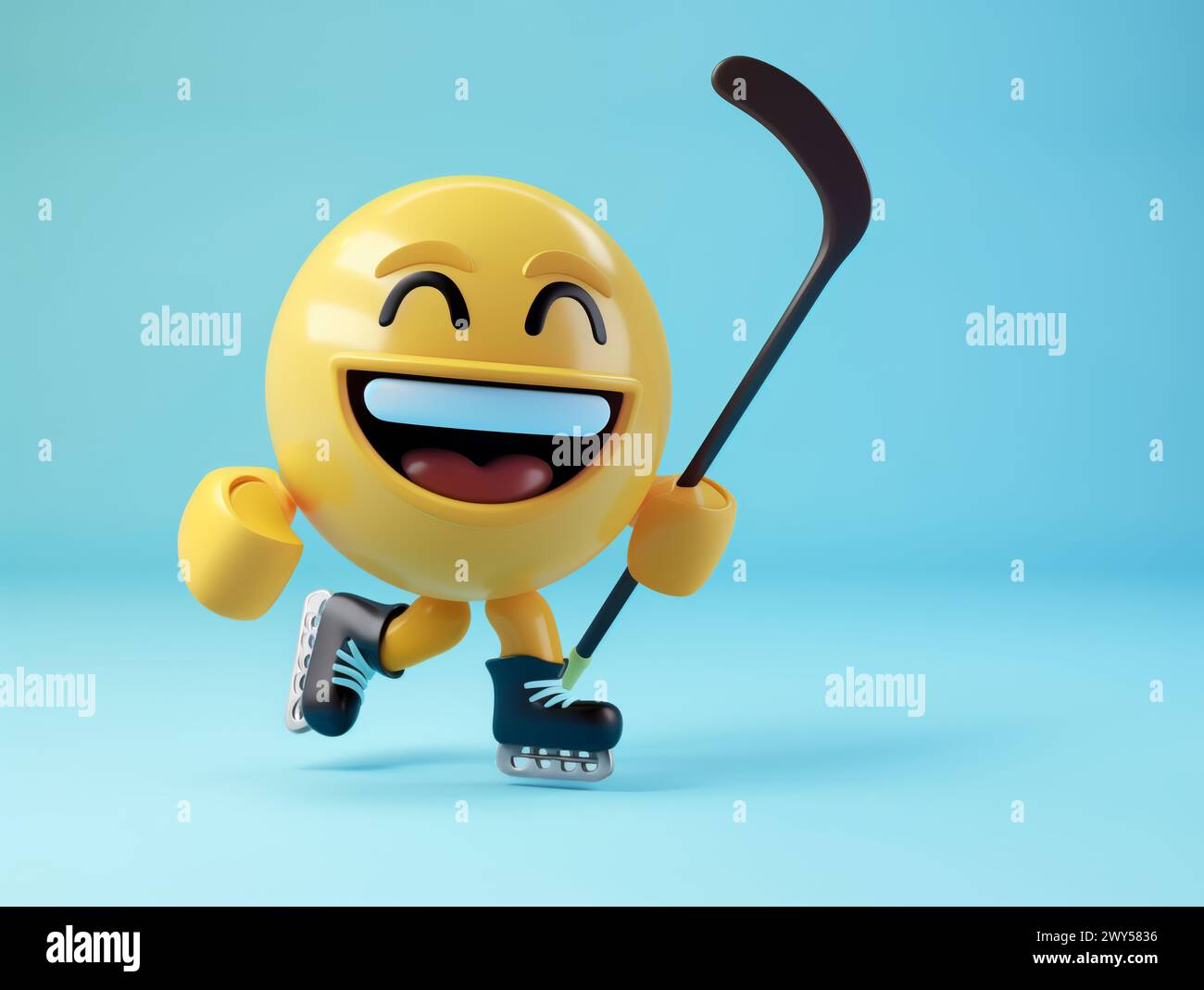 Smilie face emoji hockey player 3d render happy Stock Photo - Alamy