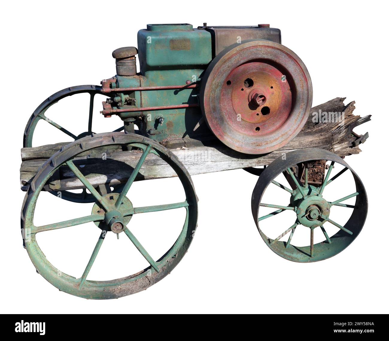 Vintage broken rusty diesel. Isolated on white Stock Photo - Alamy