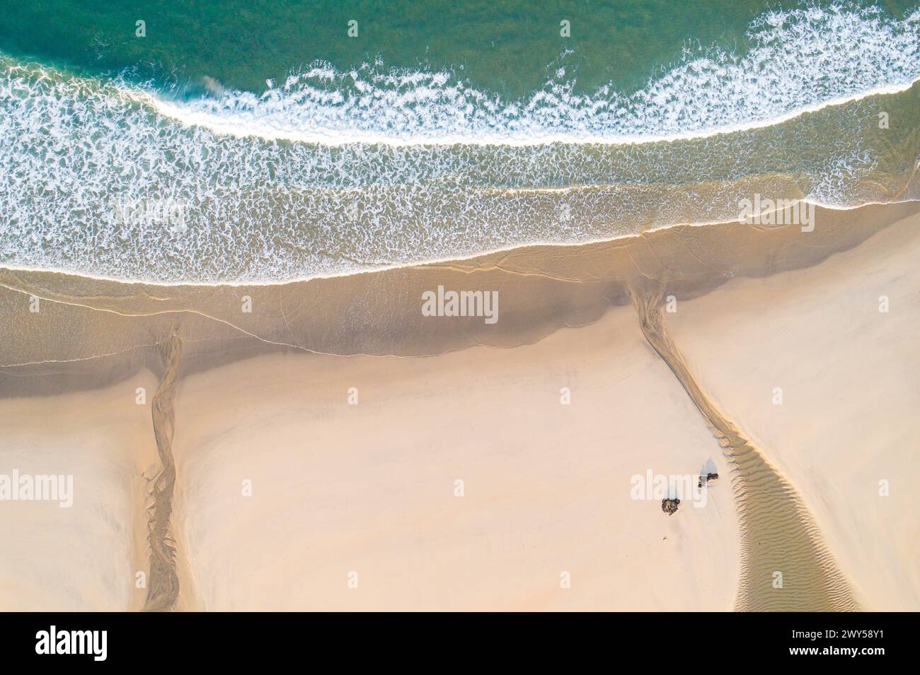 Beach and waves from overhead view. Summer seascape from air. Top view ...
