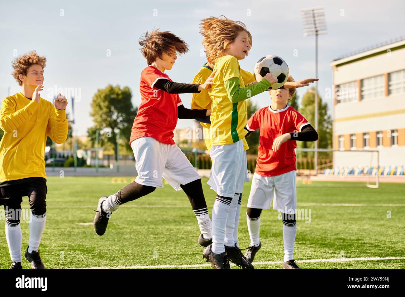 Children cheering friends hi-res stock photography and images - Alamy