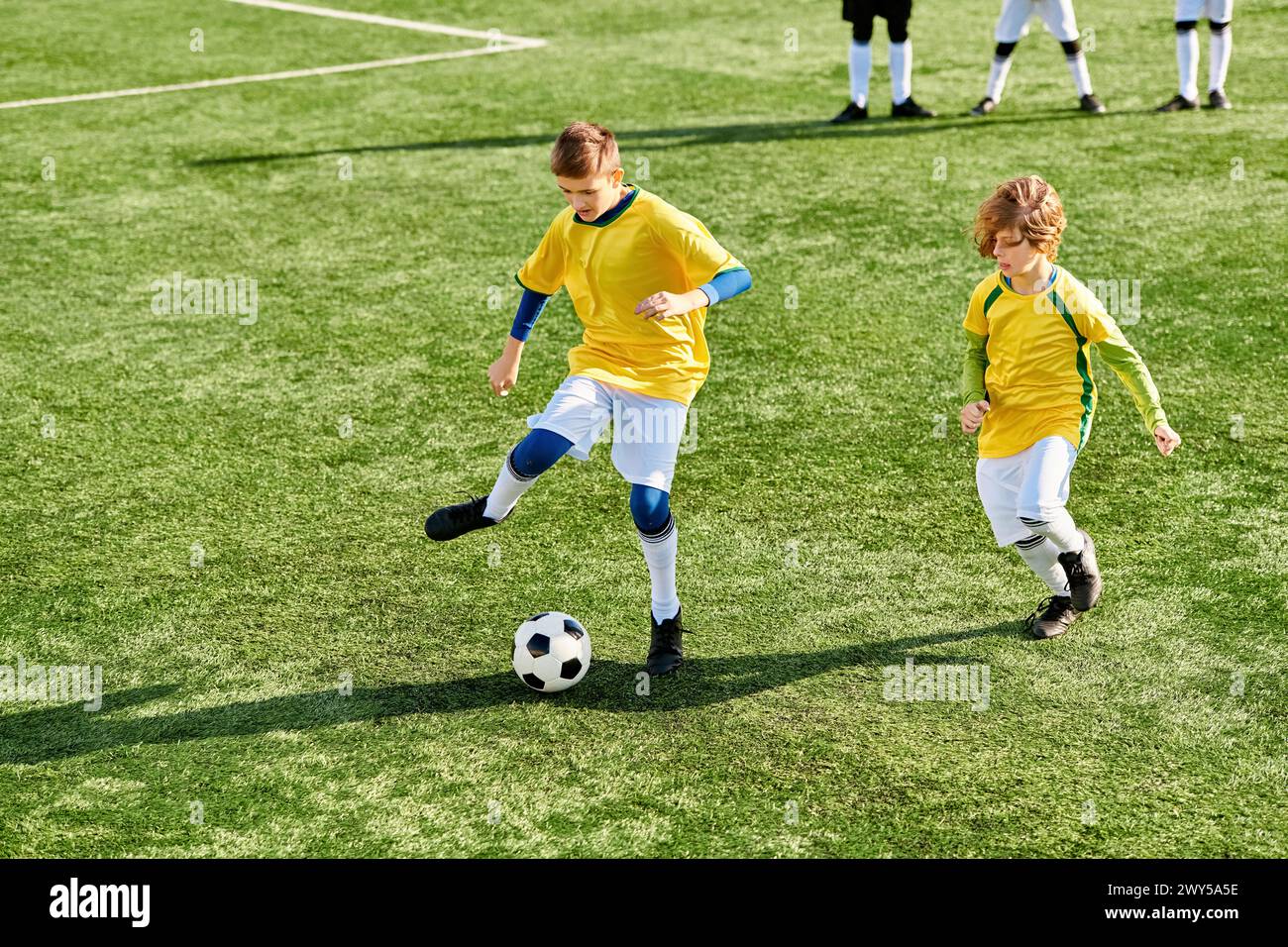 A vibrant scene unfolds as a dynamic group of young boys engage in an ...