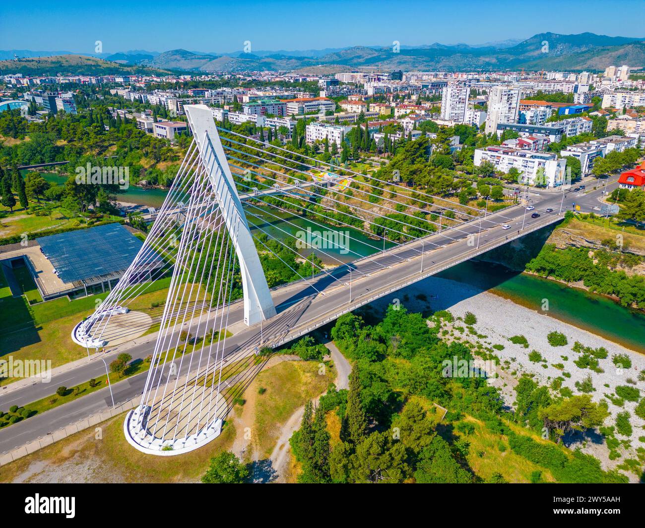 Millenium bridge in capital of Montenegro, Podgorica Stock Photo - Alamy