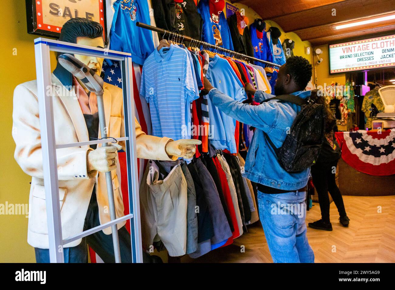 Barcelona, Spain, Vintage CLothing, Shops, in Old Town Center, Man ...