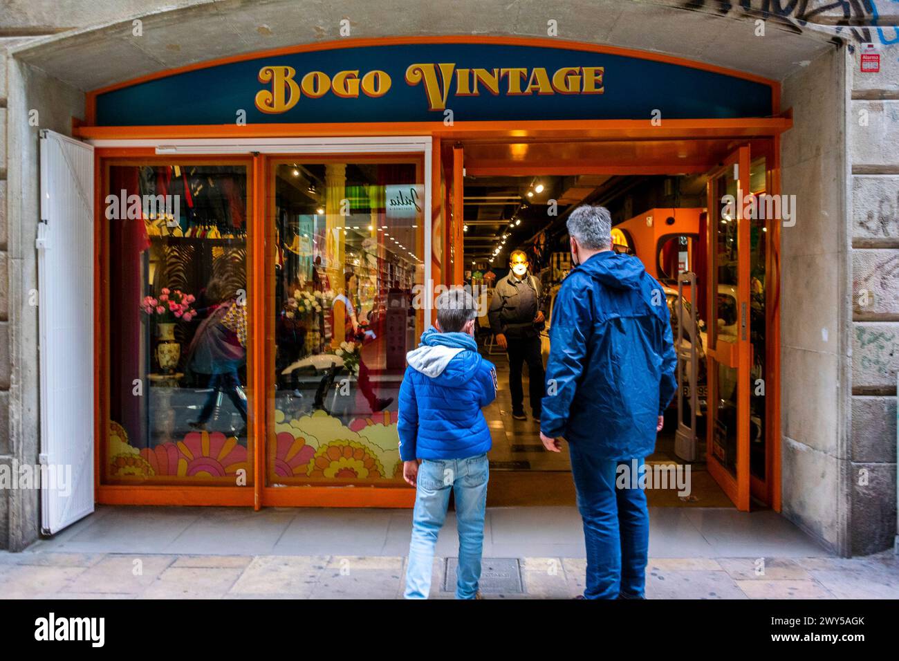 Barcelona, Spain, Vintage CLothing, Shop Fronts, in Old Town Center ...