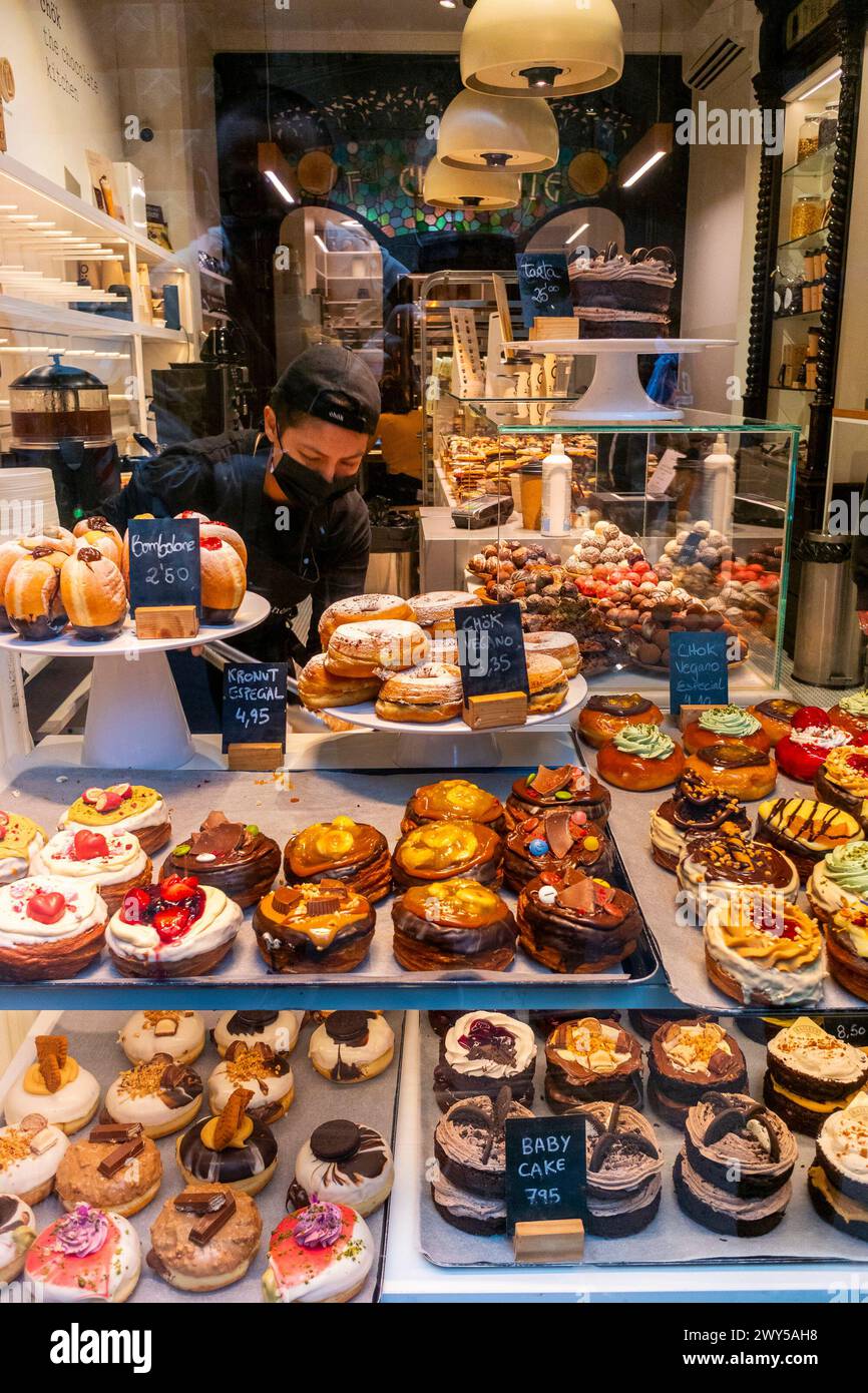 Barcelona, Spain, People Working, in Old Town, Spanish Bakery Shop ...