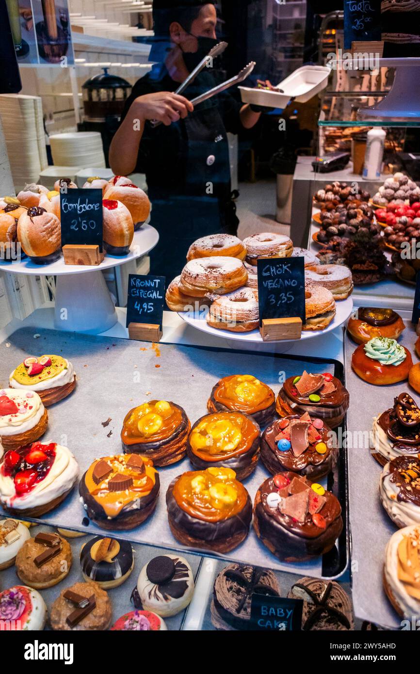 Barcelona, Spain, People Working, in Old Town, Spanish Bakery Shop ...
