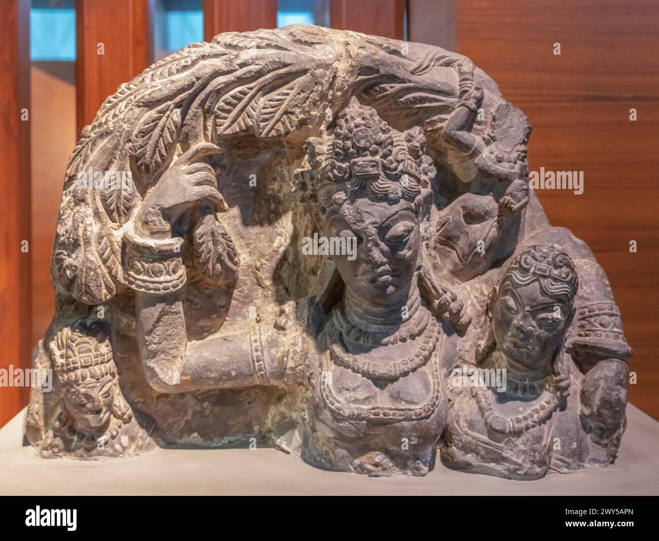 Maya, birth scene of Siddhartha, 7th century, stone, Pandrathan, Sri ...