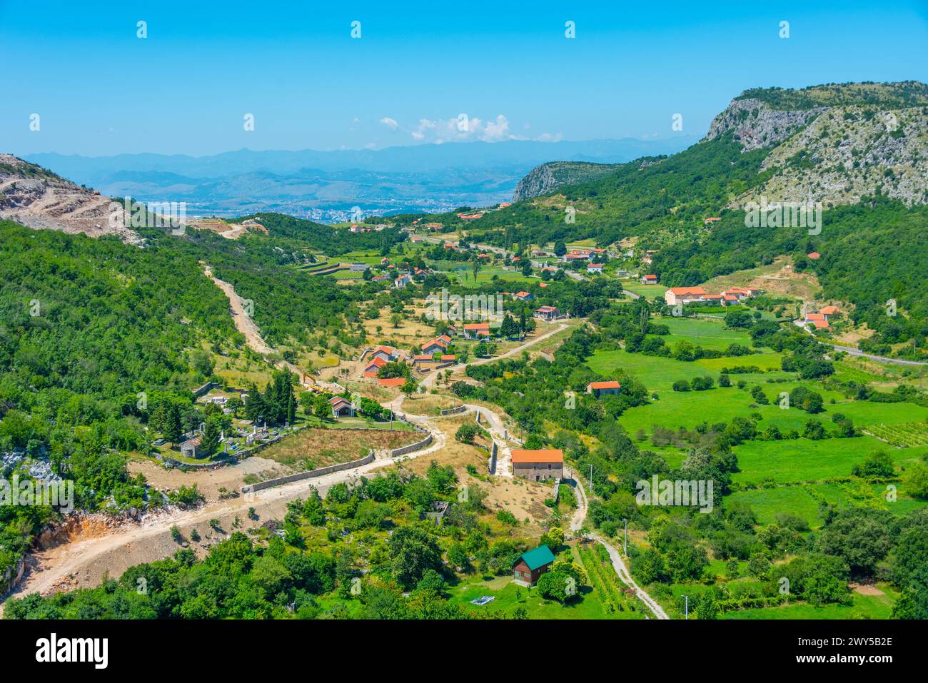 Panorama view of Montenegrin village Medun Stock Photo - Alamy
