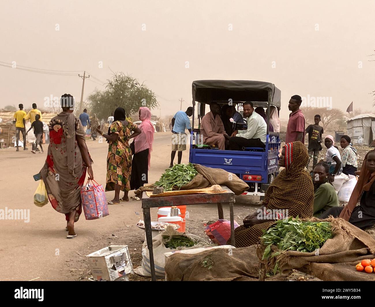 PRODUCTION - 19 March 2024, South Sudan, Renk: Traders wait for ...