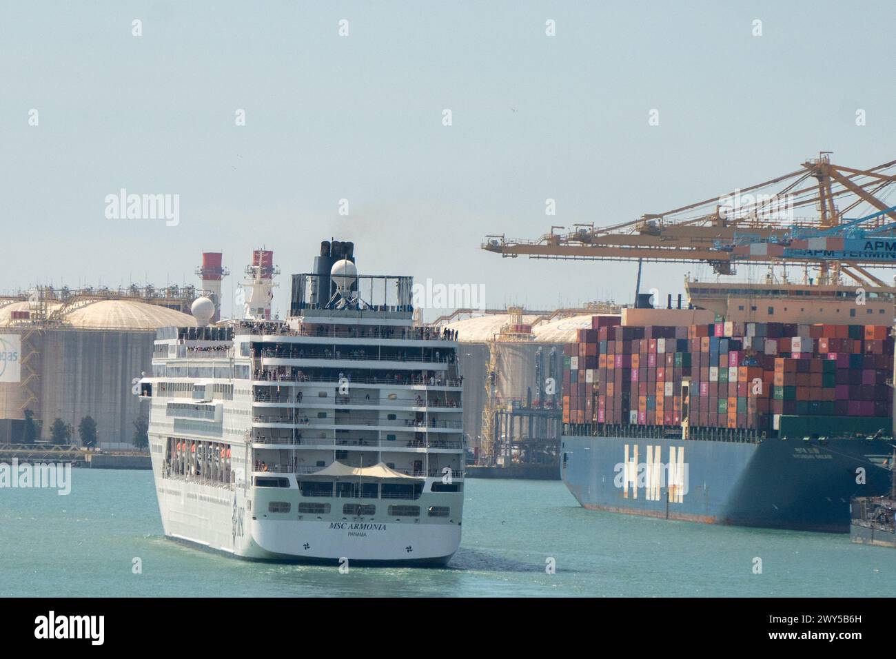 The cruise ship MSC Armonia departs from the port of Barcelona, after ...