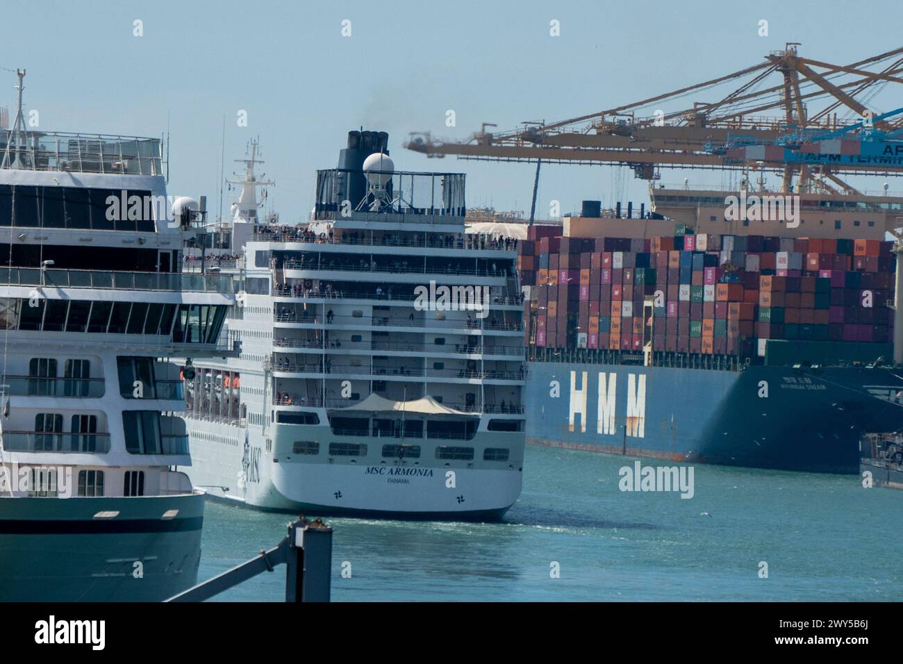 The cruise ship MSC Armonia departs from the port of Barcelona, after ...