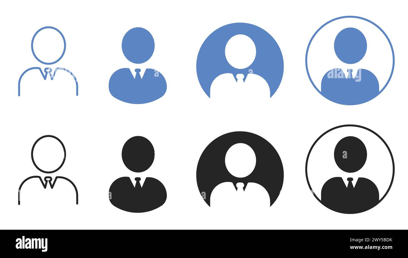 Set of User Profile Icons Isolated on White Background Stock Vector ...